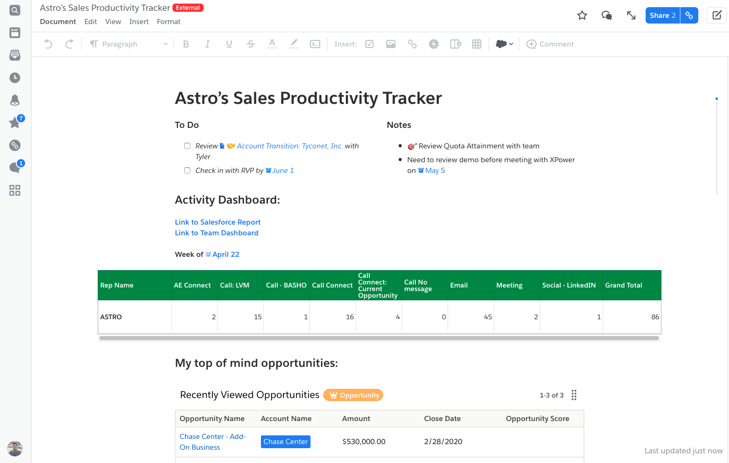 Quip - Sales Rep Activity Tracker Quip - Sales Rep Activity Tracker